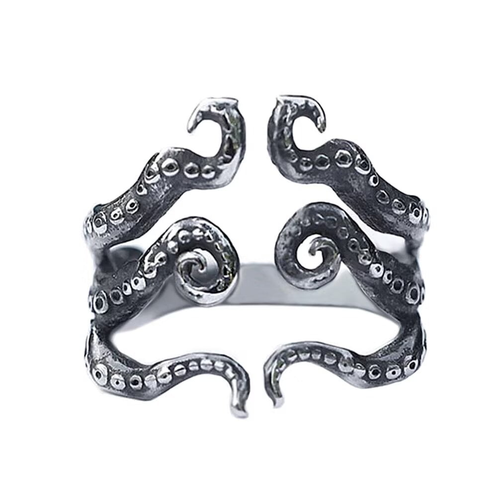 PAURO Vintage Punk Octopus Ring for Men Stainless Steel Squid Tentacle ...