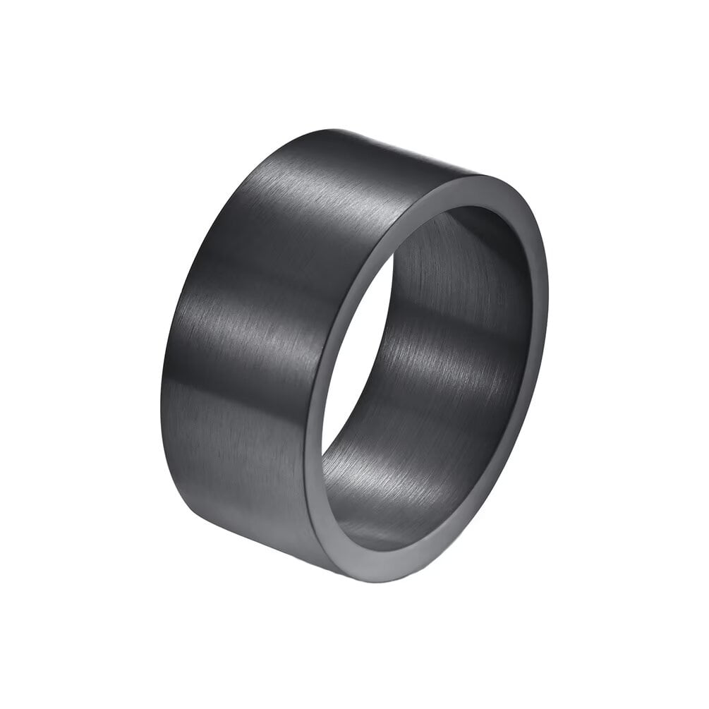 PAURO Wide Band Rings for Men Stainless Steel 10MM Black Silver Gold ...