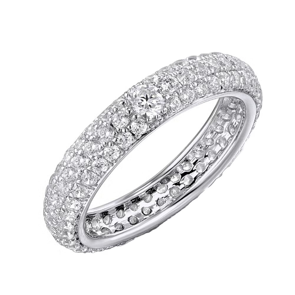 PAURO Women Cubic Zirconia Ring Eternity Stackable Rings Wedding Band 3 ...