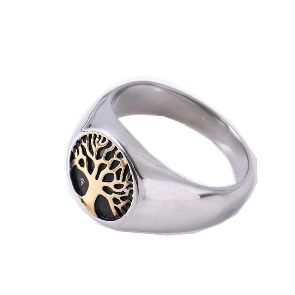 PAURO Women Men's Stainless Steel Tree of Life Ring Classic Round ...