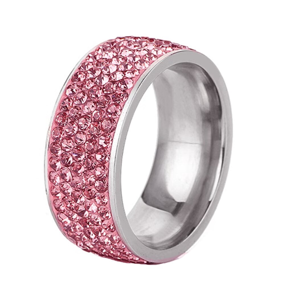 PAURO Women Stainless Steel 8mm Ring Cubic Zirconia Wide Eternity ...