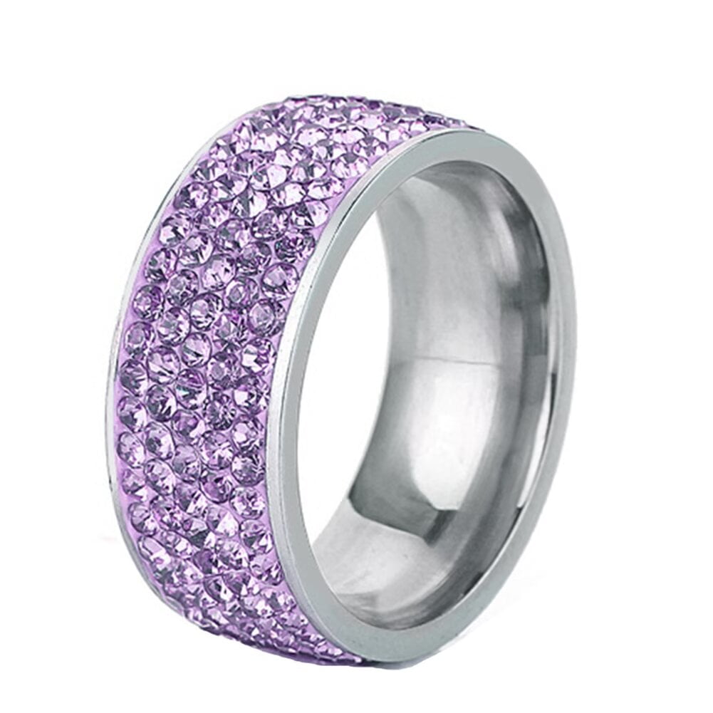 PAURO Women Stainless Steel 8mm Ring Cubic Zirconia Wide Eternity ...