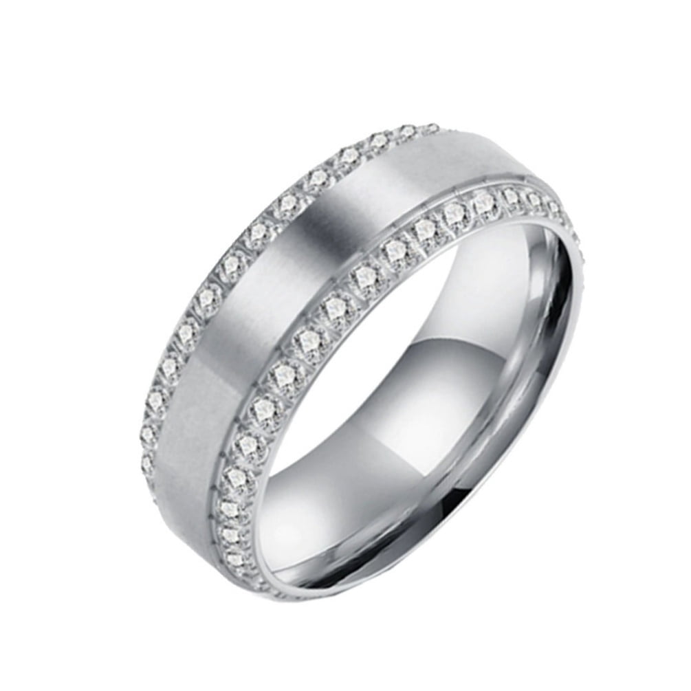 PAURO Women Stainless Steel 8mm Ring Matte Band Modern Style with Cubic ...