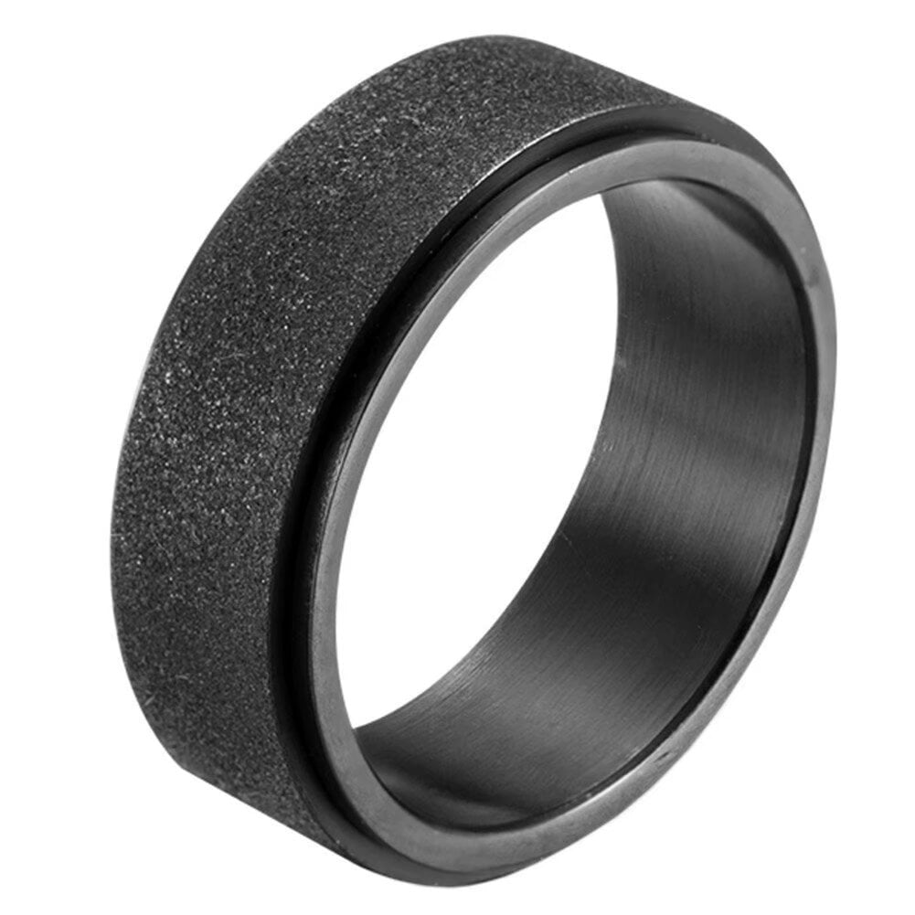 PAURO Women's Men's Stainless Steel 8mm Black Plated Sandblast Finish ...