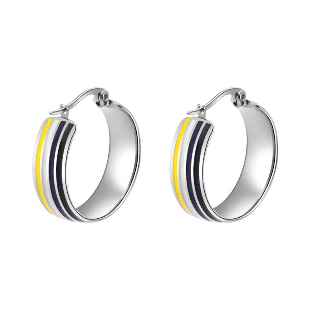 PAURO Women's Men's Stainless Steel Lgbt Hoop Huggie Earrings Rainbow ...