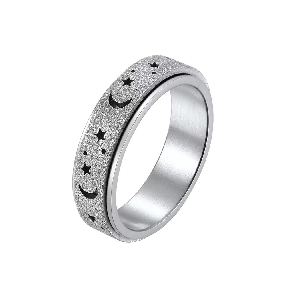 PAURO Women's & Men's Stainless Steel Sandblast Finish Hollow Star Moon ...