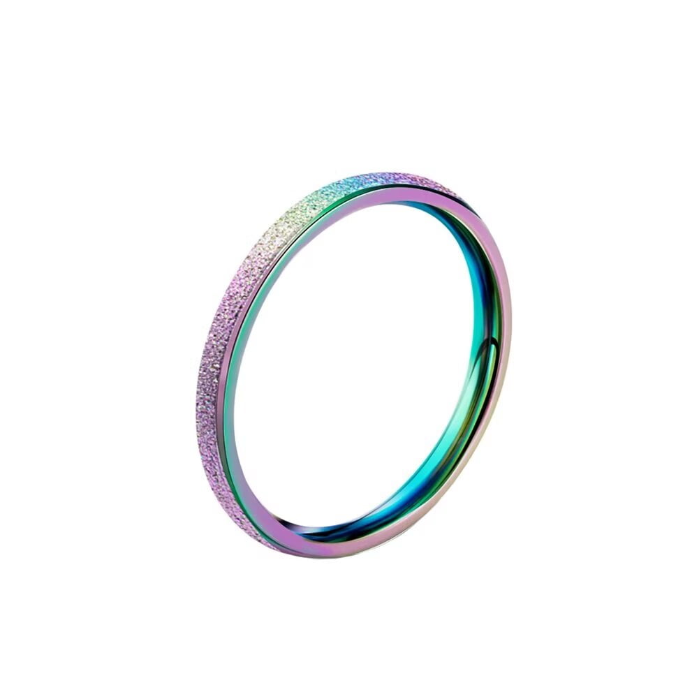 PAURO Women's Men's Stainless Steel Thin 2mm Sandblast Finish Wedding ...