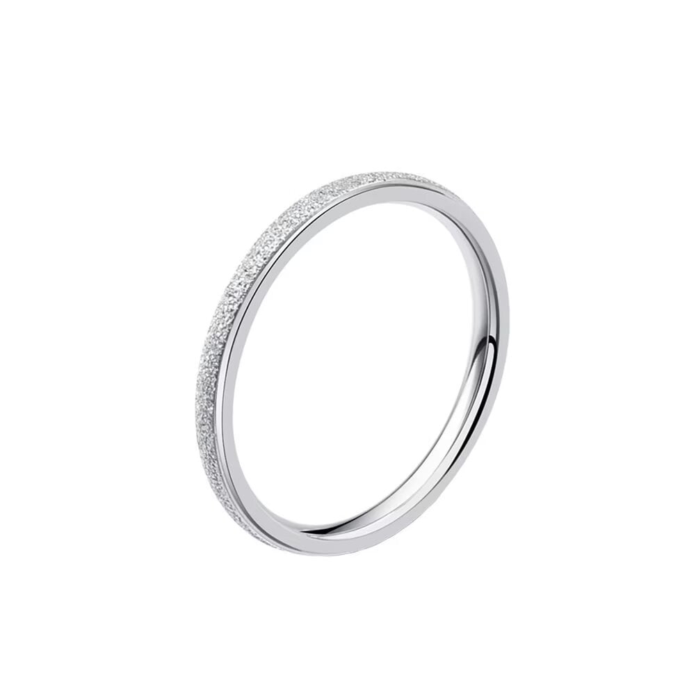 PAURO Women's Men's Stainless Steel Thin 2mm Sandblast Finish Wedding ...