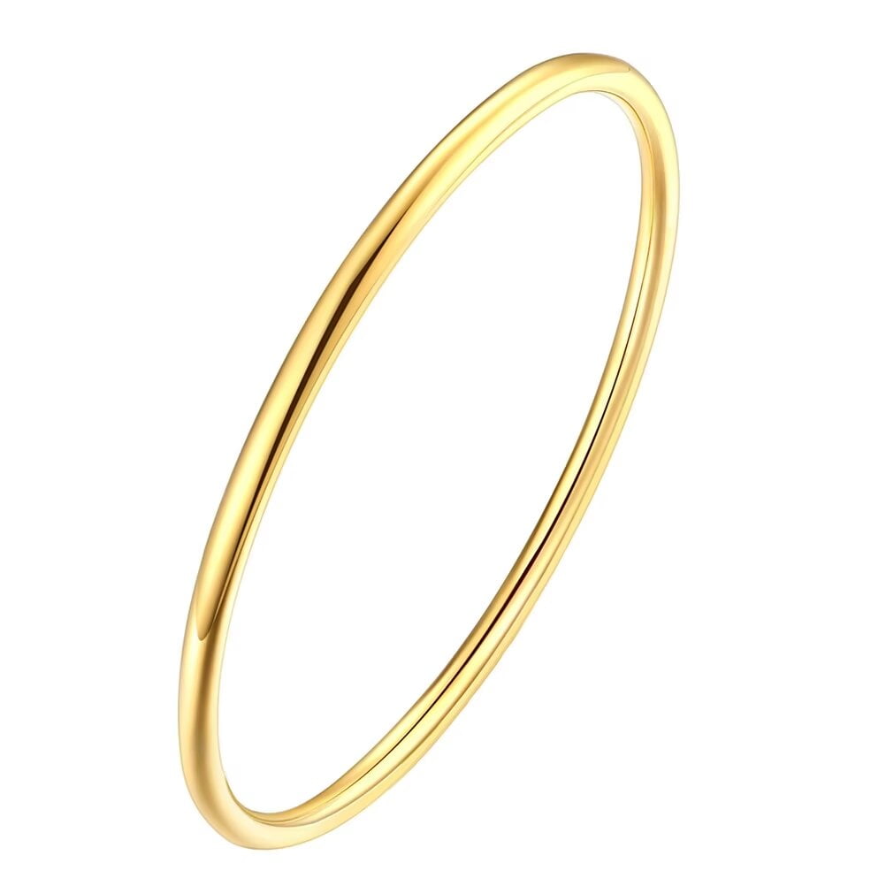 PAURO Women's Stainless Steel 2mm Glossy Round Bangle Bracelet Oval ...