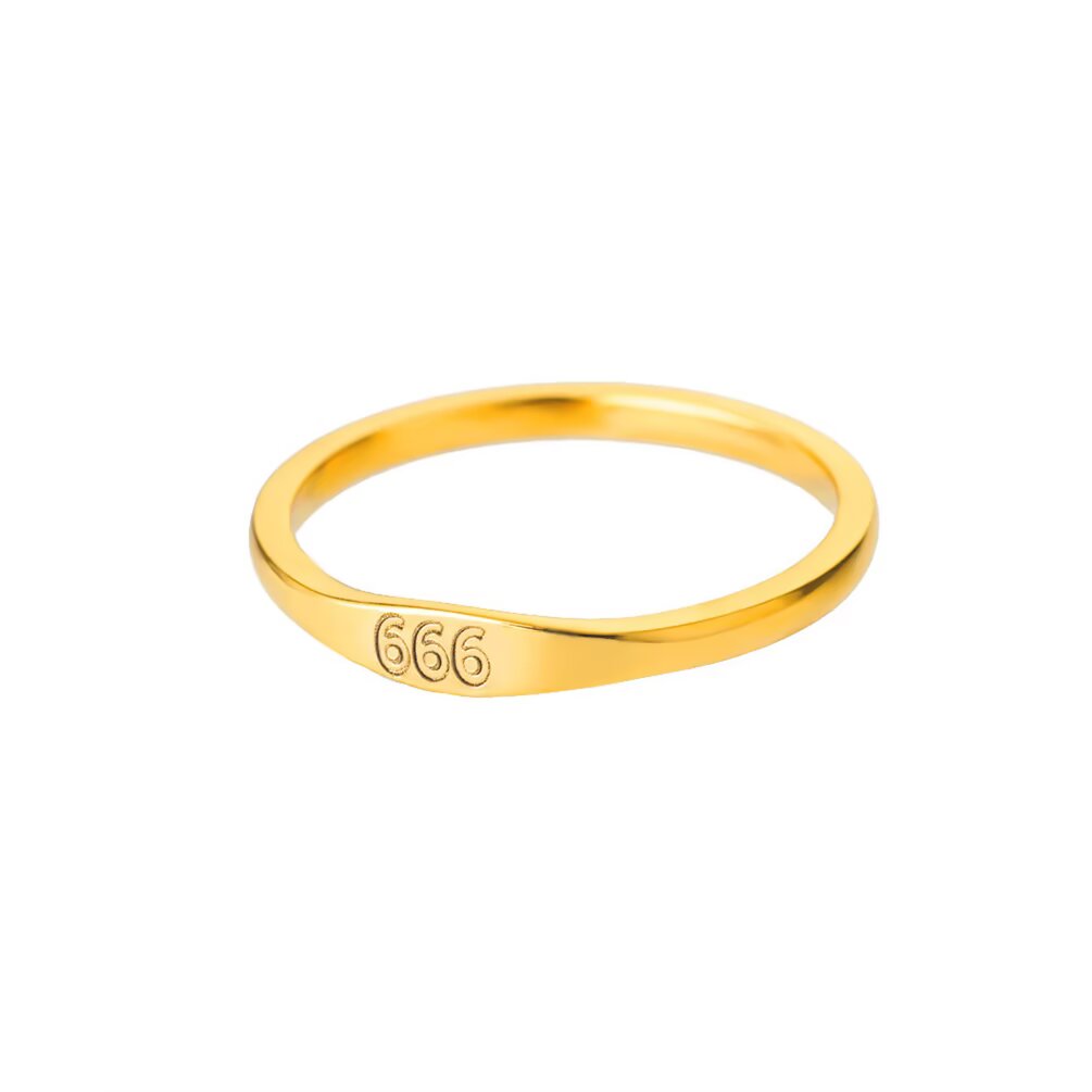PAURO Women's Stainless Steel Angel Number 666 Ring Gold Dainty ...
