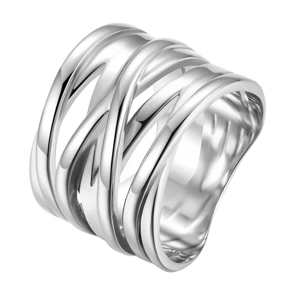 PAURO Women's Stainless Steel Crossover Braided Statement Ring Wide ...