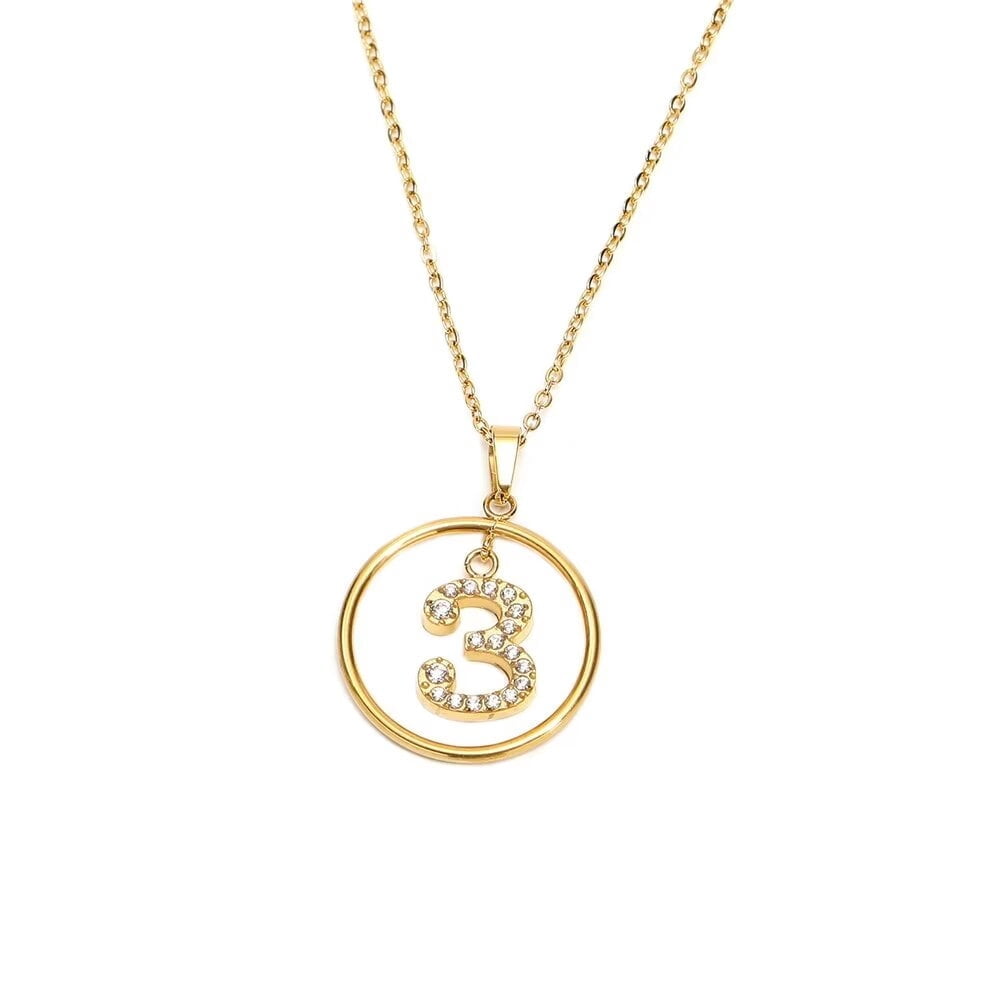 PAURO Women's Stainless Steel Gold Plated Dainty Cubic Zirconia Number ...