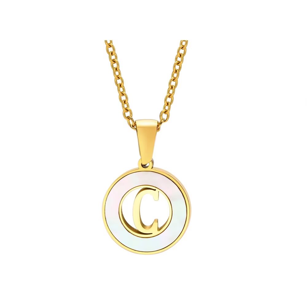 PAURO Women's Stainless Steel Initial Letter Necklace Round Shell ...