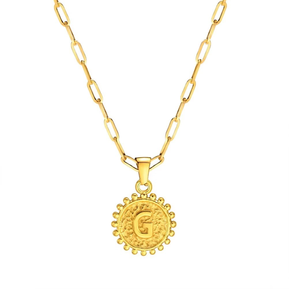 PAURO Women's Stainless Steel Round 26 Initial Letter Charm Necklace ...