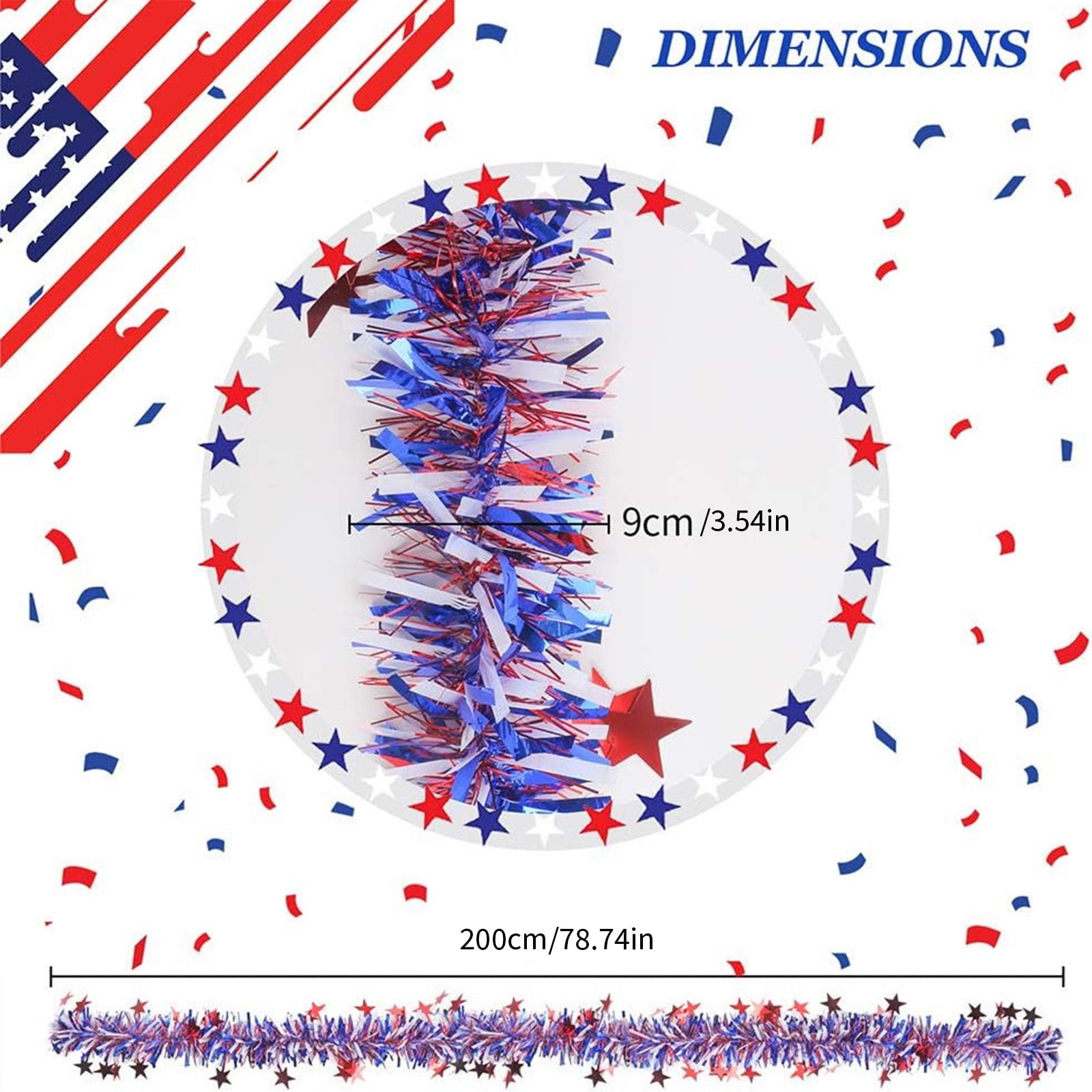 Paveos 6 56ft 4th Of July Patriotic Garland Red White Blue Foil Garland