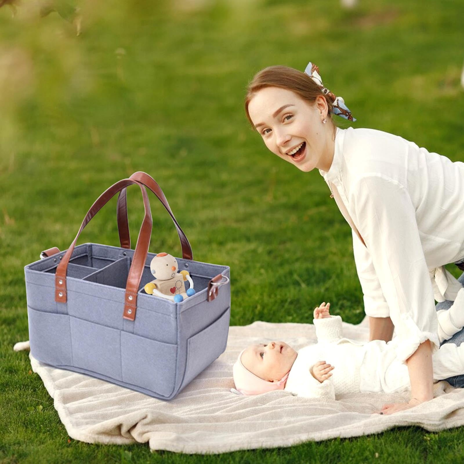 PAVEOS Diaper Caddy Organizer, Nursery Storage Basket for Diapers and ...