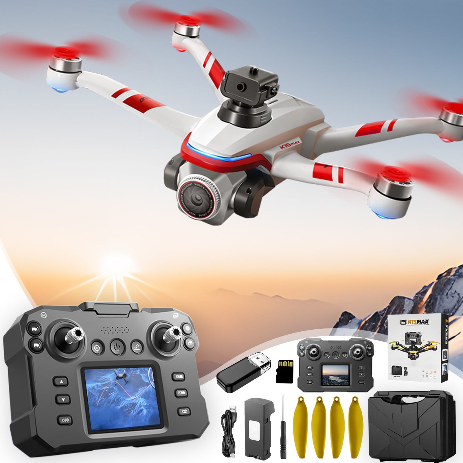 PAVEOS Drone with 1080P Screen Remote Control Brushless Motor and Cool ...