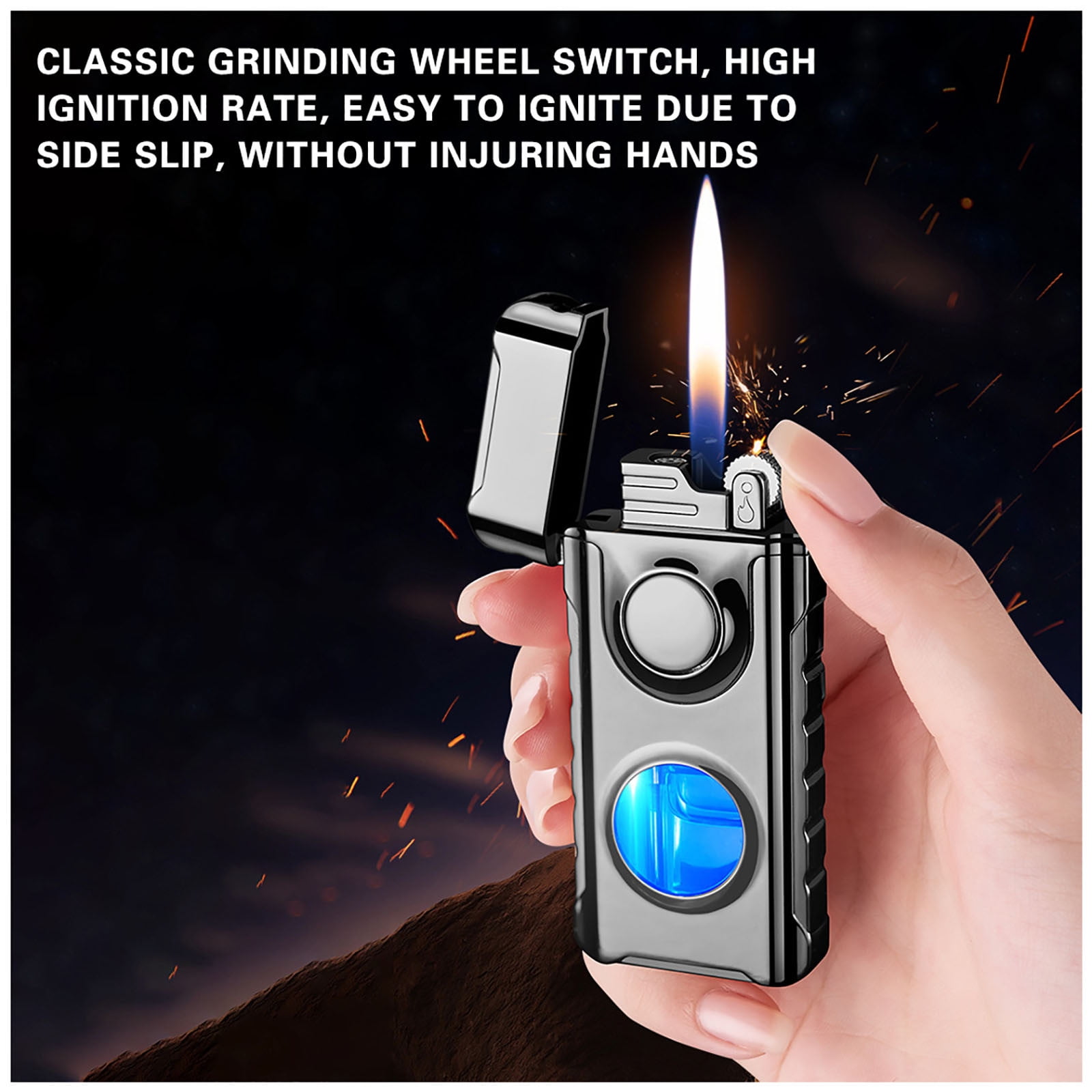 PAVEOS Men's Lighter Clearance Flame Lighter with LED Blue Light ...