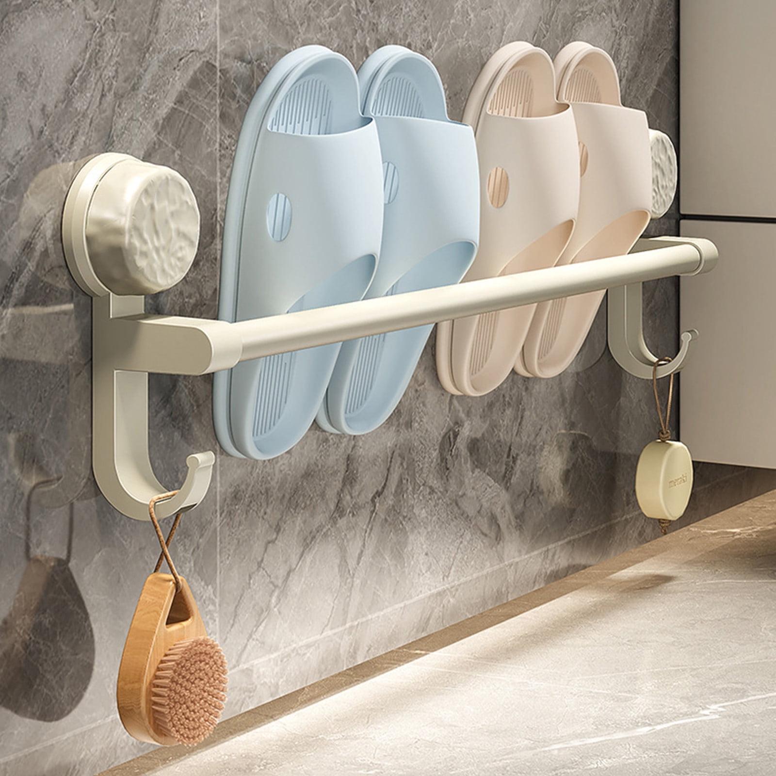 PAVEOS Wall Shoe Rack, Bathroom Non Perforated Slipper Rack Wall ...