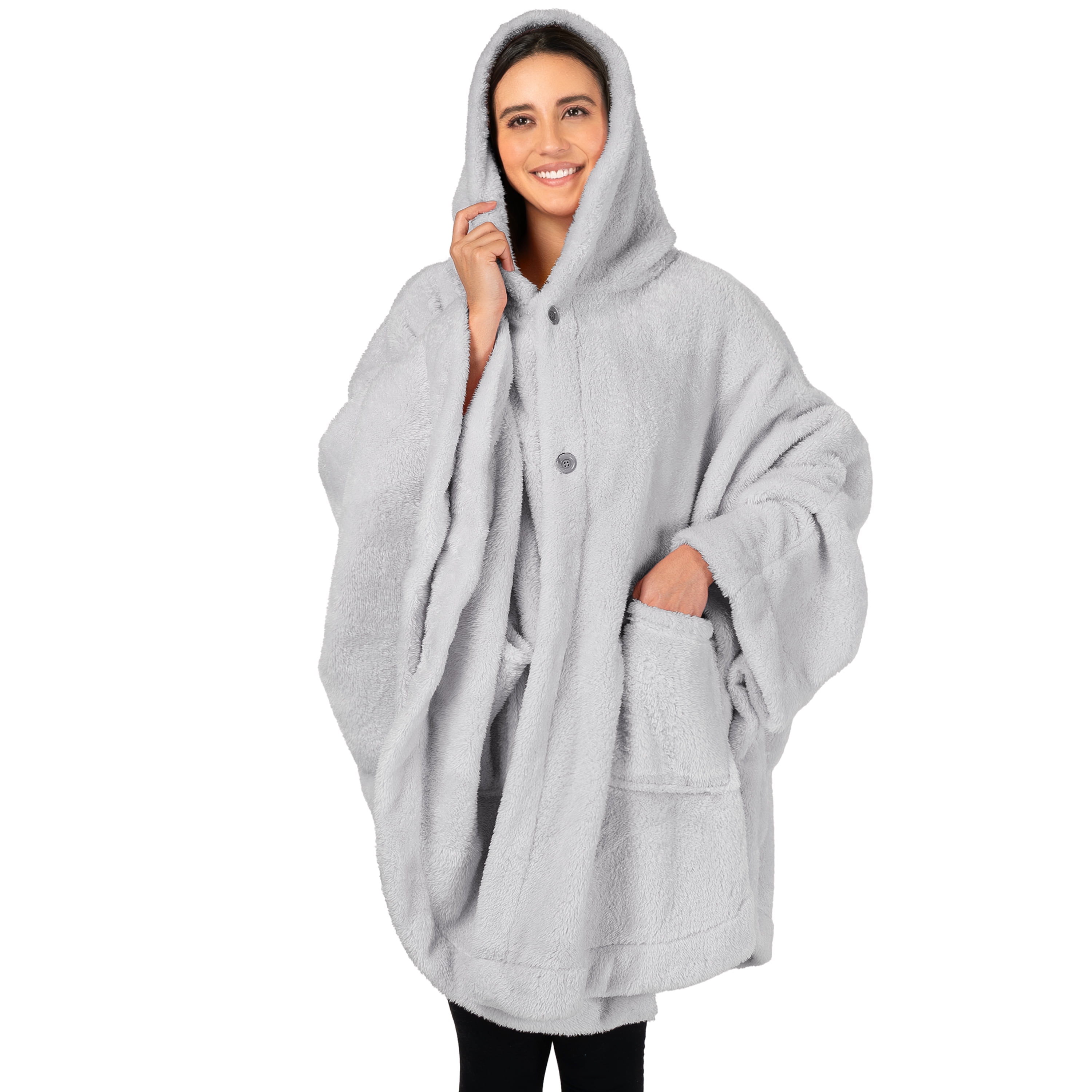 PAVILIA Angel Wrap Hooded Blanket Poncho, Wearable Blanket Throw Wrap ...