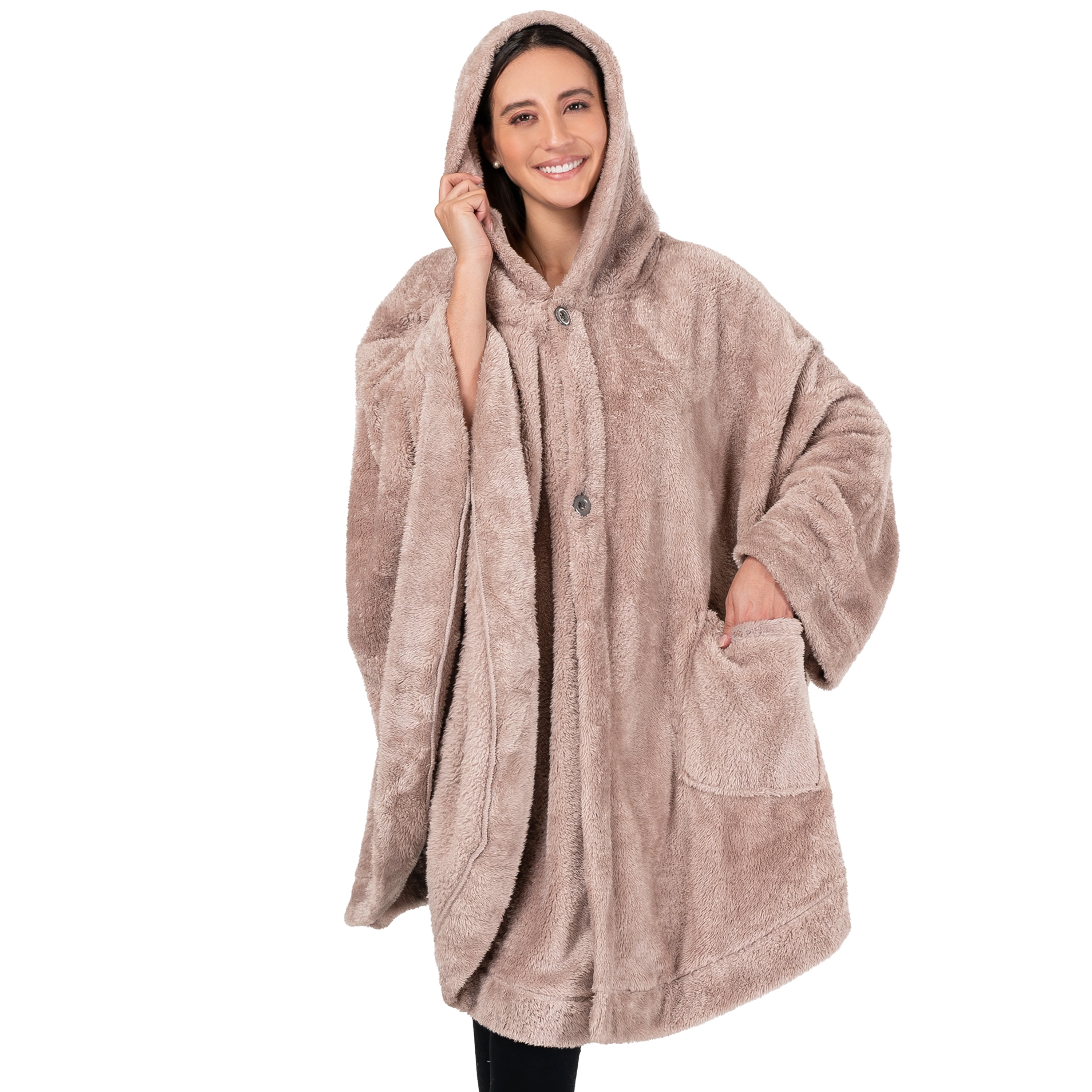 PAVILIA Angel Wrap Hooded Blanket Poncho, Wearable Blanket Throw Wrap ...