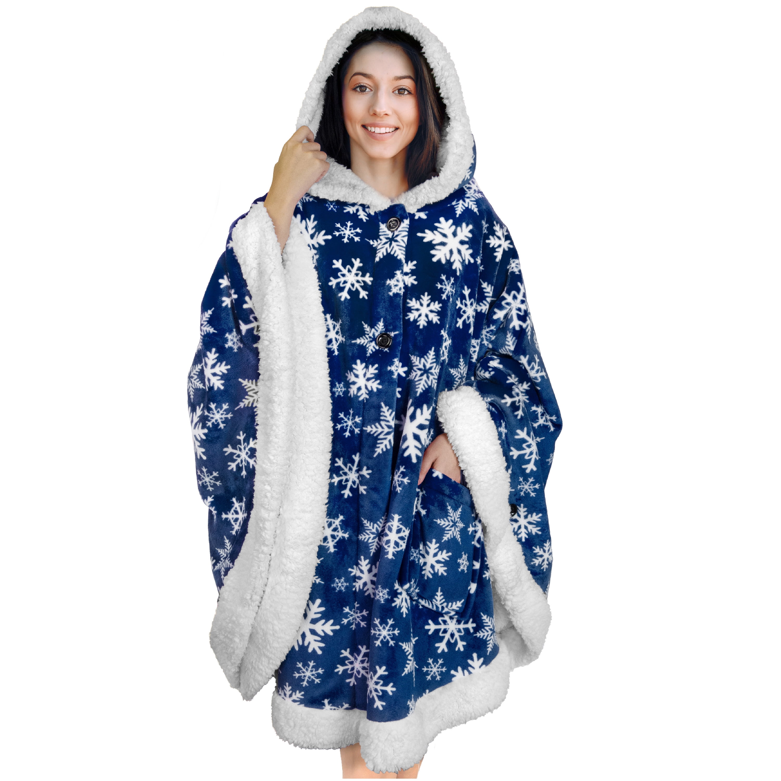 Pavilia Angel Wrap Hooded Blanket Sherpa Lined Wearable Blanket Women Cozy Poncho Wrap Throw