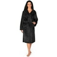 PAVILIA Black Women Robe with Hood, Fleece Plush Soft Long Hooded Robe ...