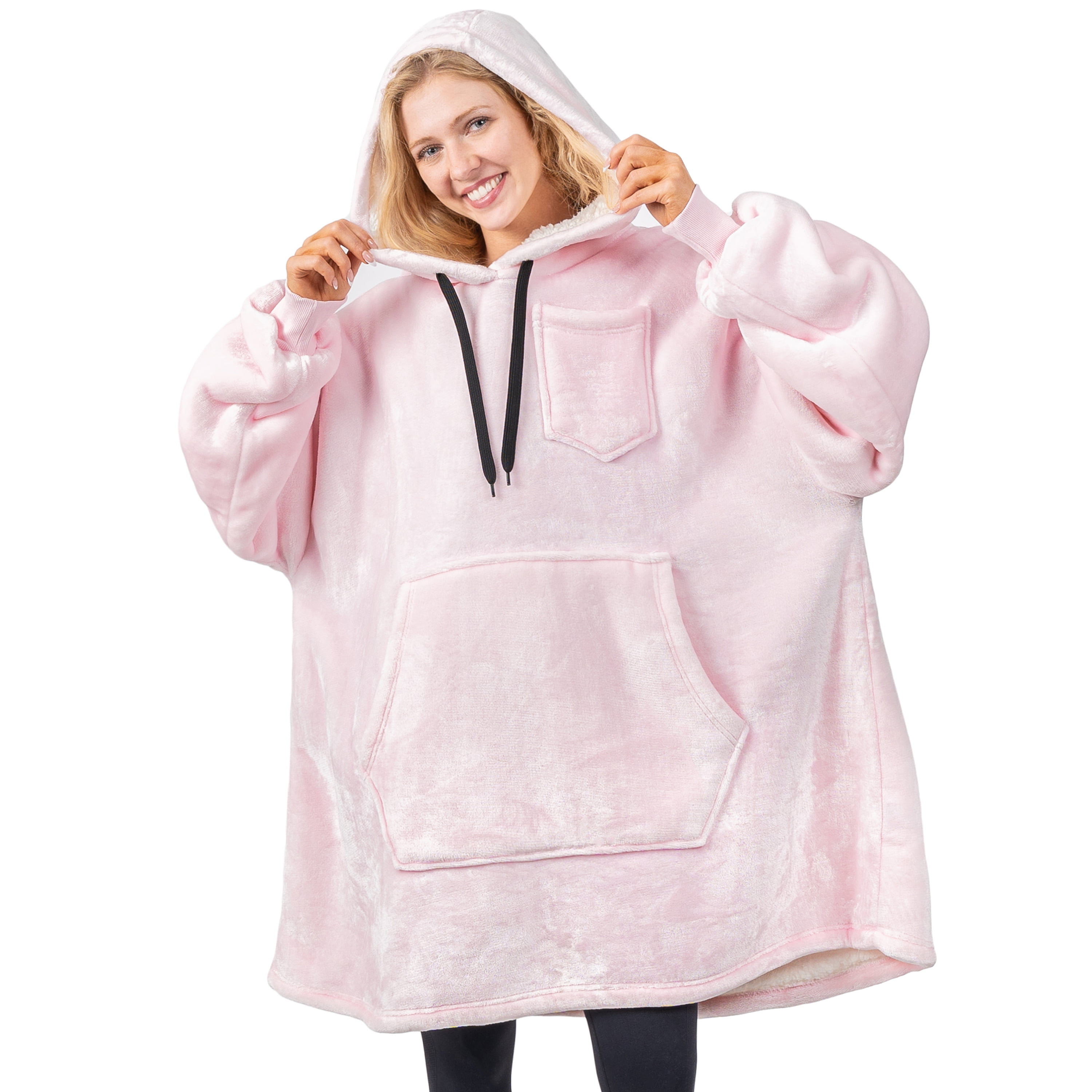 PAVILIA Adult Full Body Hoodie, Ultra Plush Sherpa Wearable Blanket ...