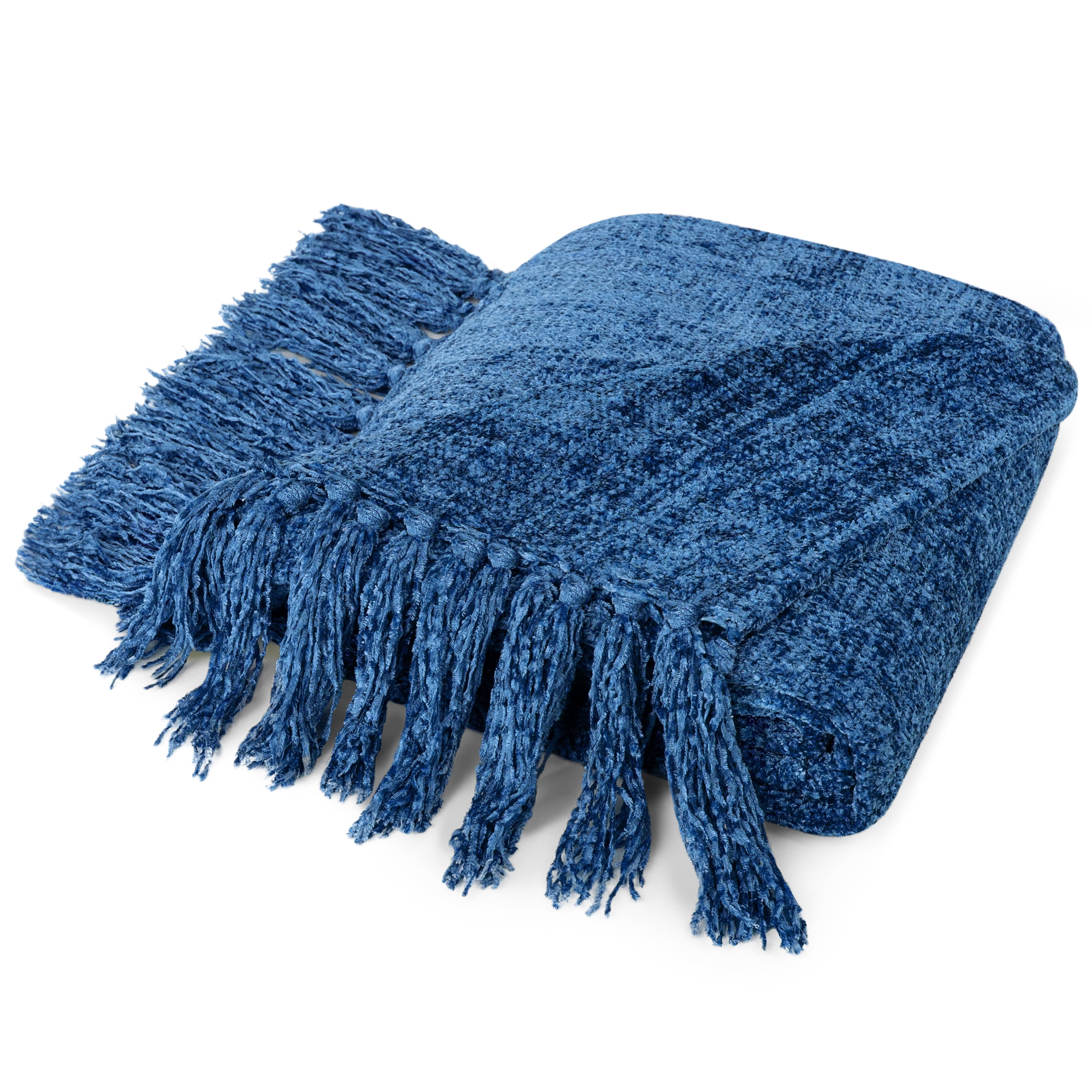 Pavilia Blue Chenille Throw Blanket for Couch and Sofa, 50x60 Inches ...