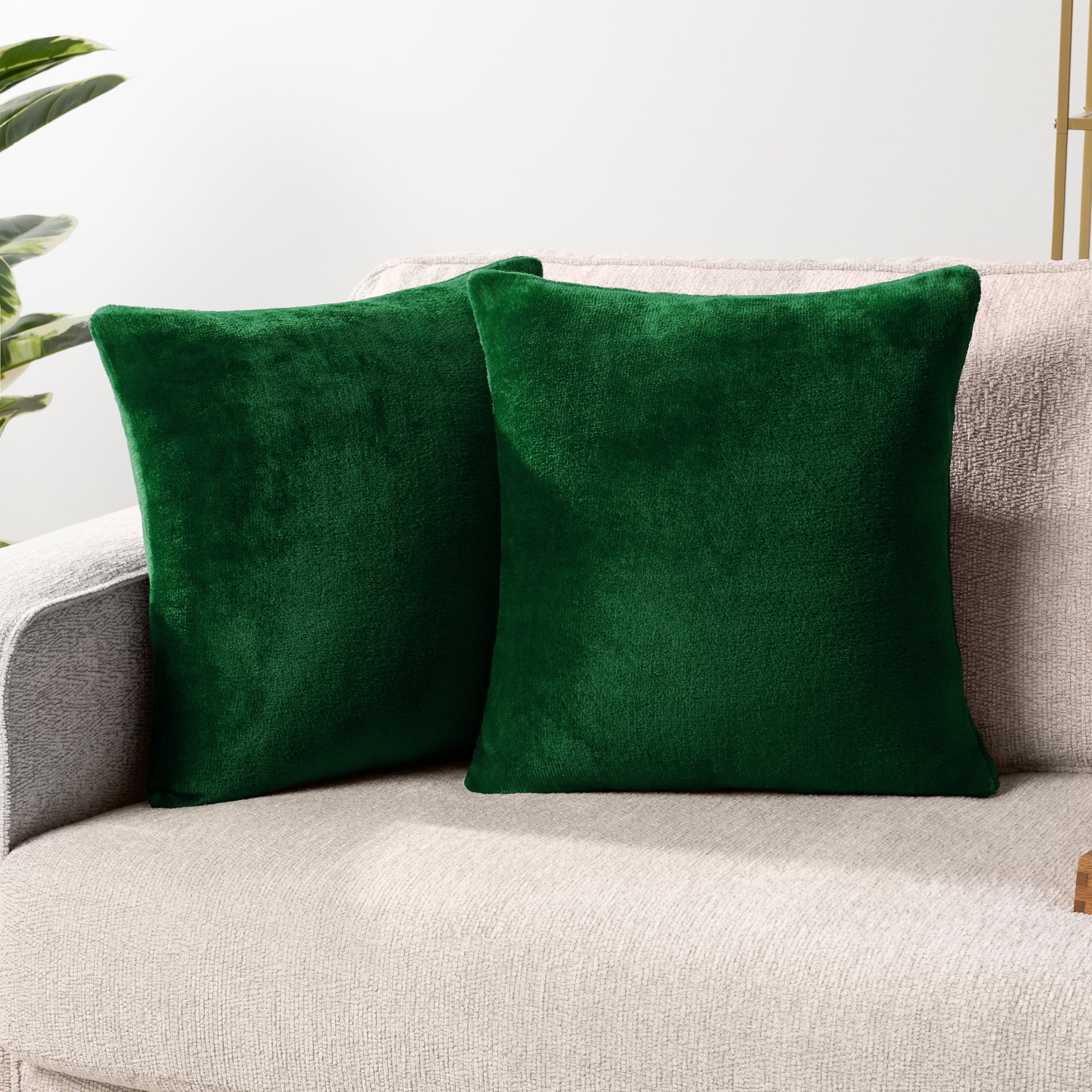 PAVILIA Emerald Green Throw Pillow Covers 20x20 Set of 2, Decorative ...