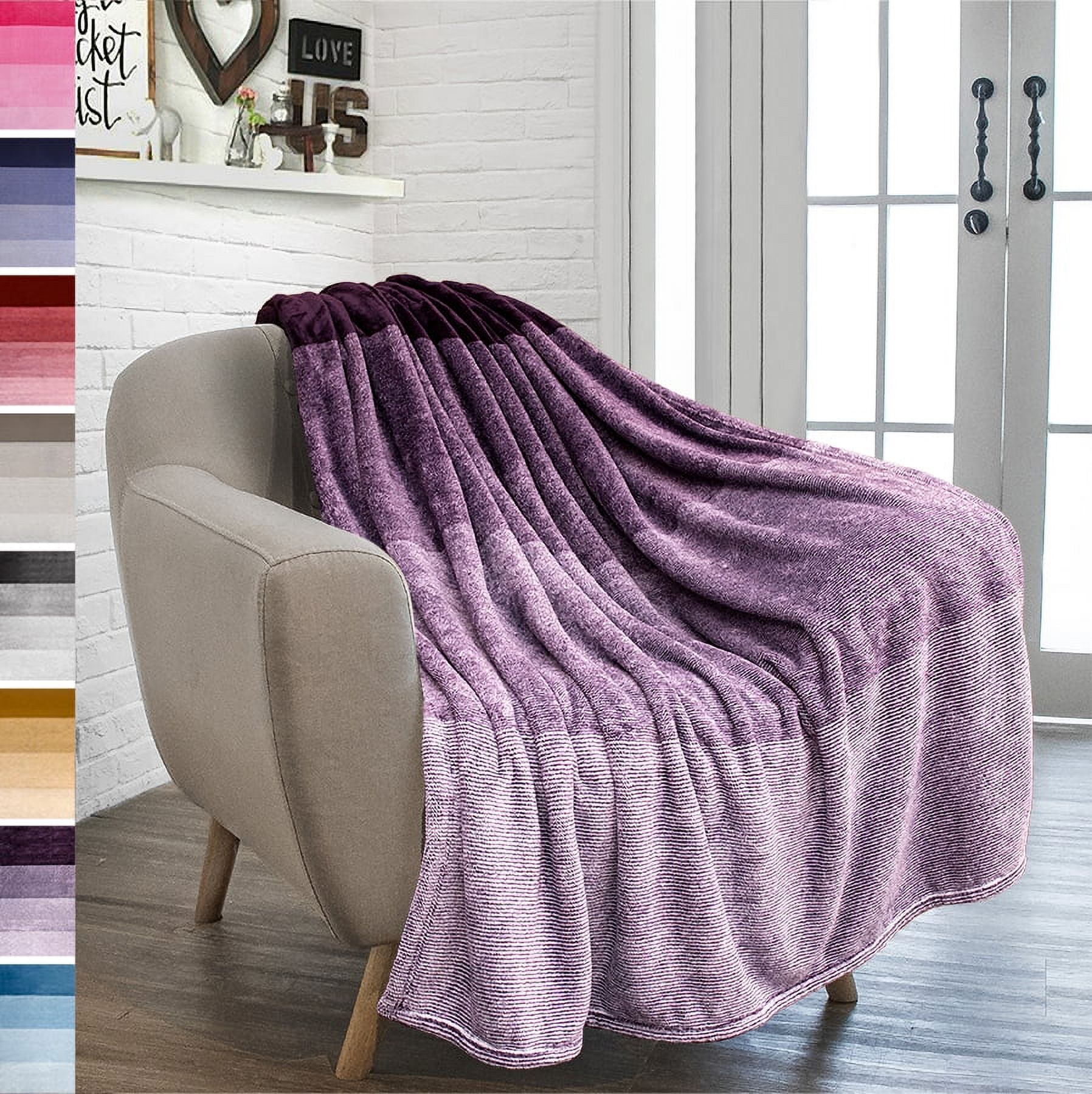 PAVILIA Flannel Fleece Throw Blanket for Couch | Super Soft Cozy ...