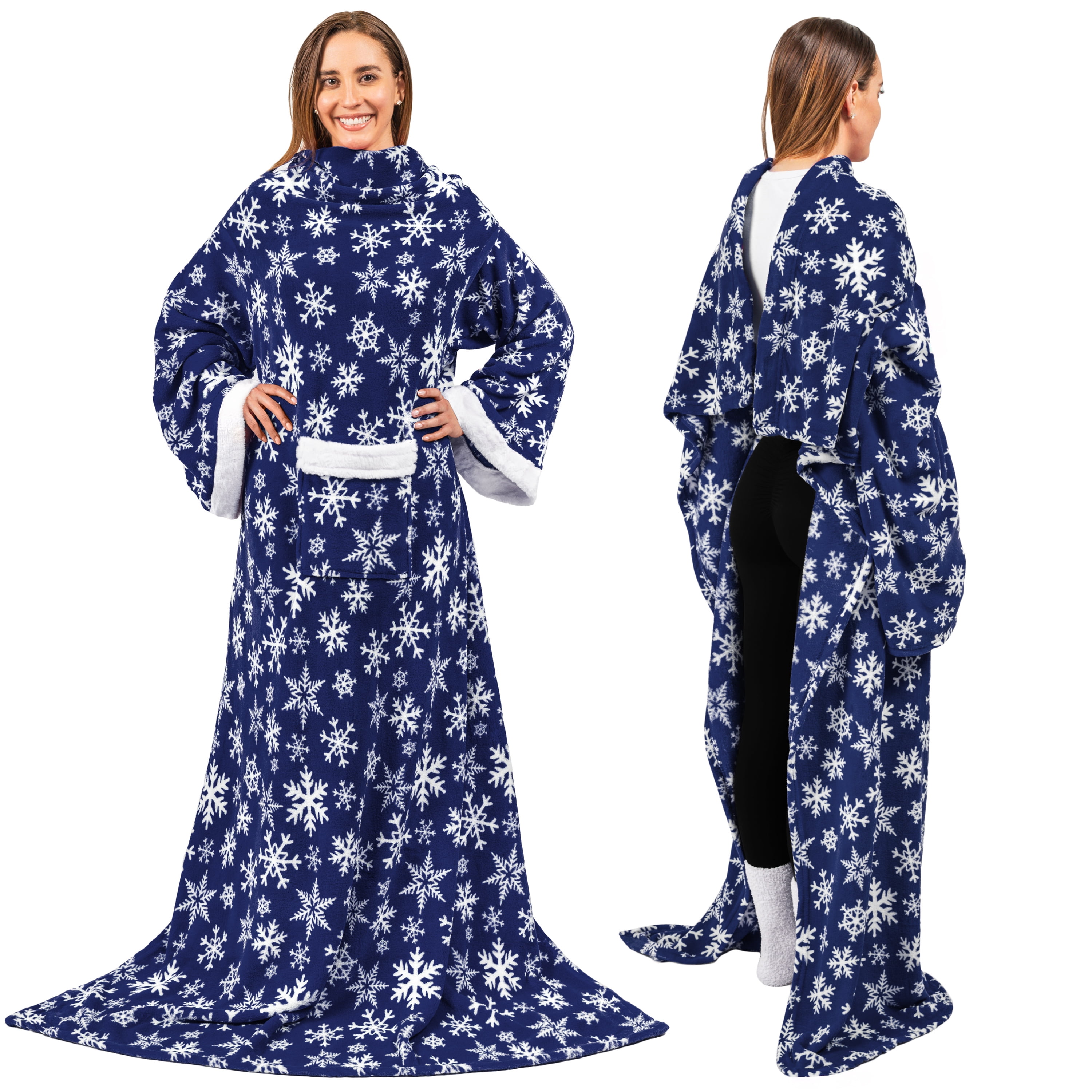 PAVILIA Fleece Blanket with Sleeves for Women Men Adults, Wearable ...