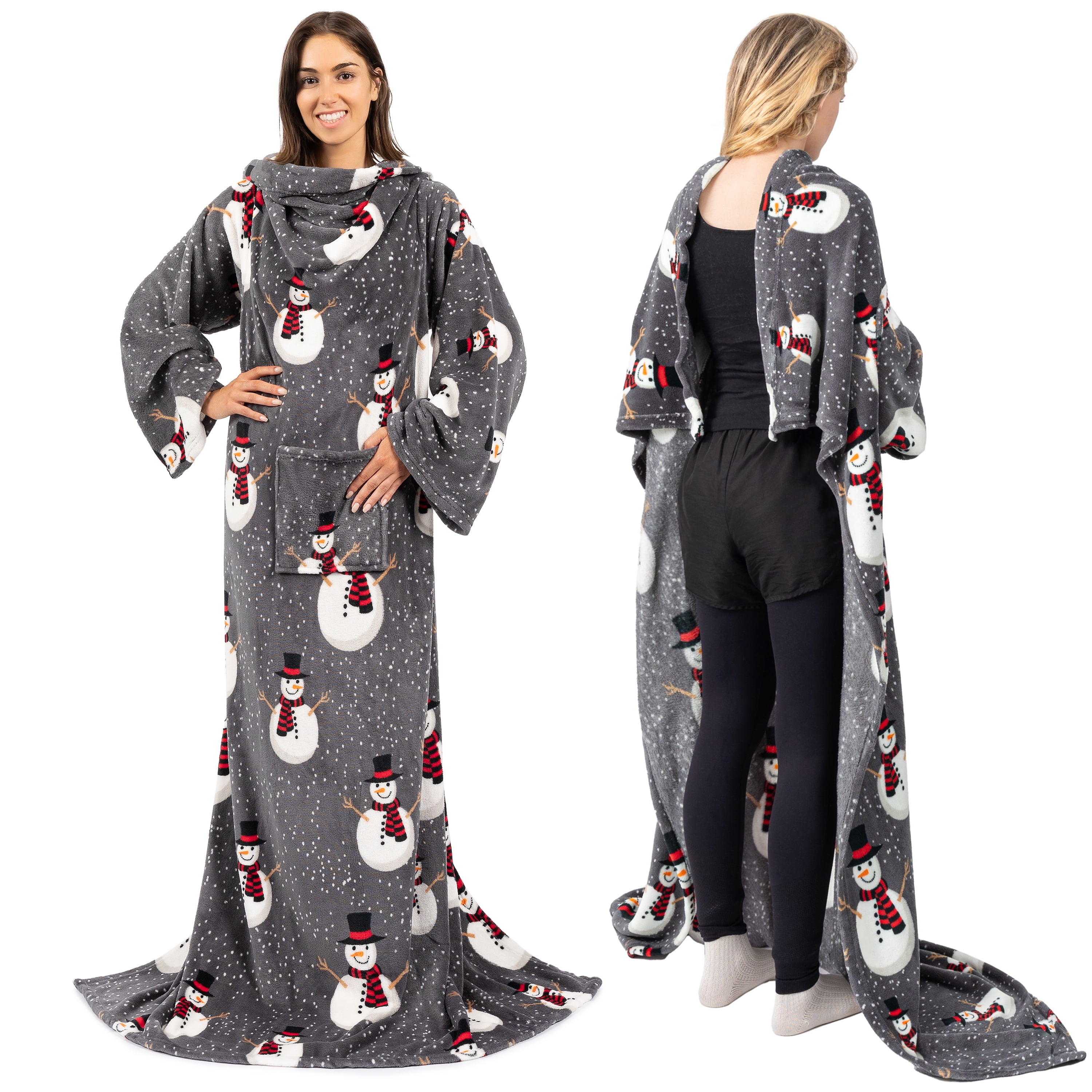 PAVILIA Wearable Blanket with Sleeves for Adult Women Men, Cozy Fleece ...