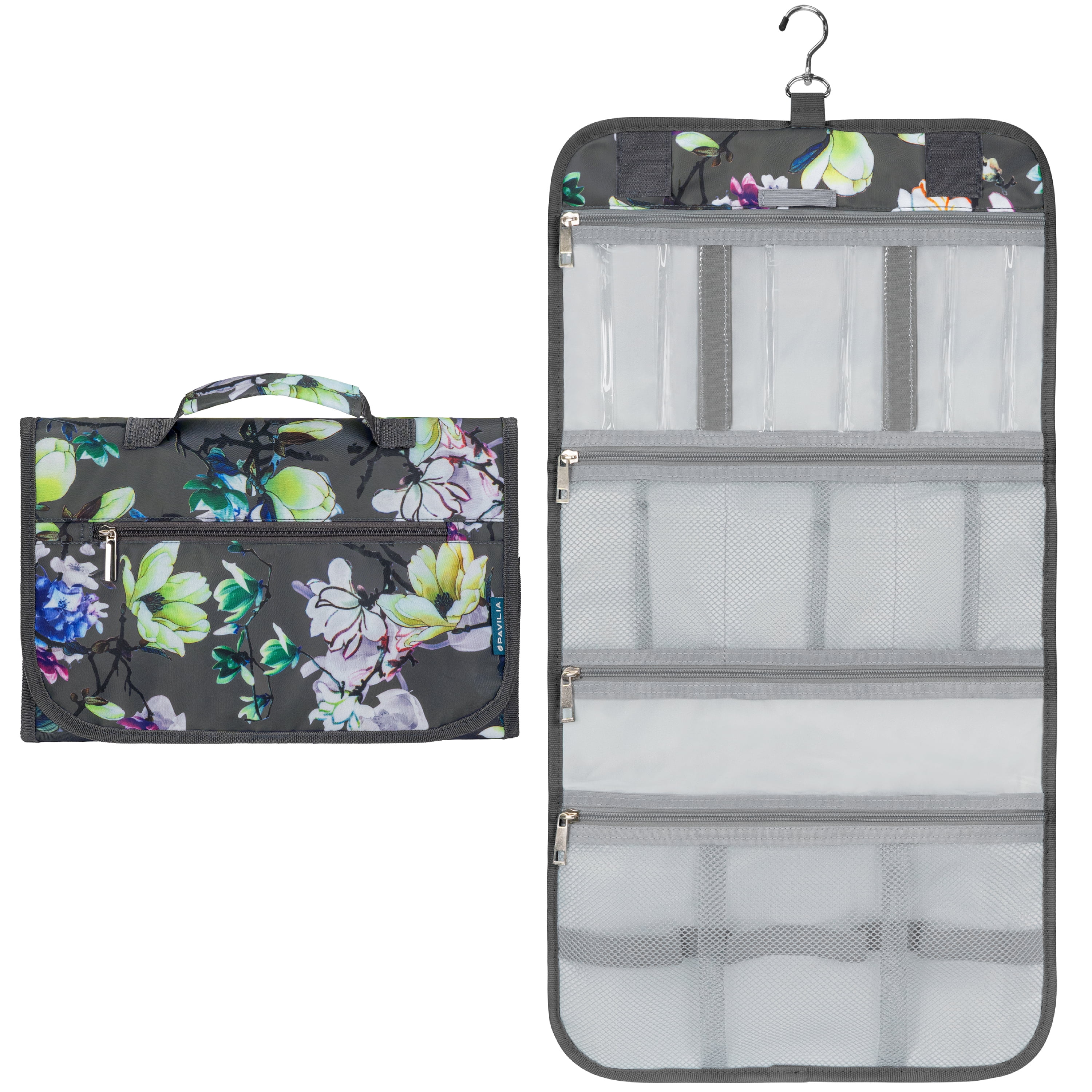 PAVILIA Hanging Toiletry Bag Women Men, Travel Kit Foldable Toiletries ...