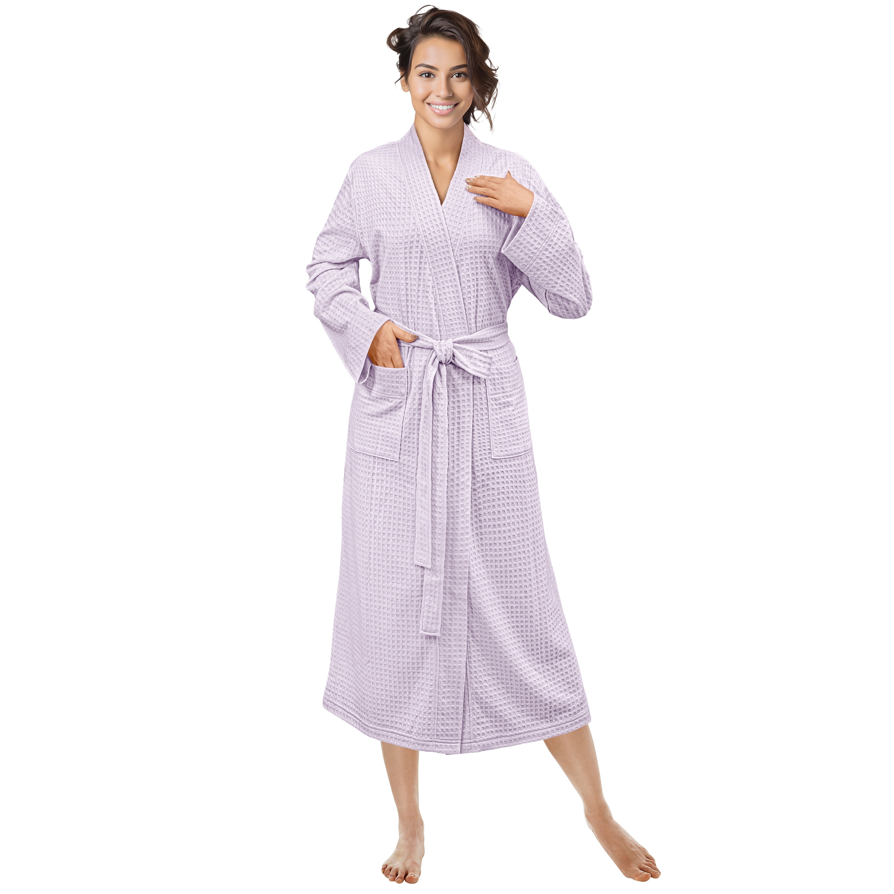 PAVILIA Lavender Light Purple Women Waffle Knit Kimono Robe, Soft Cozy ...