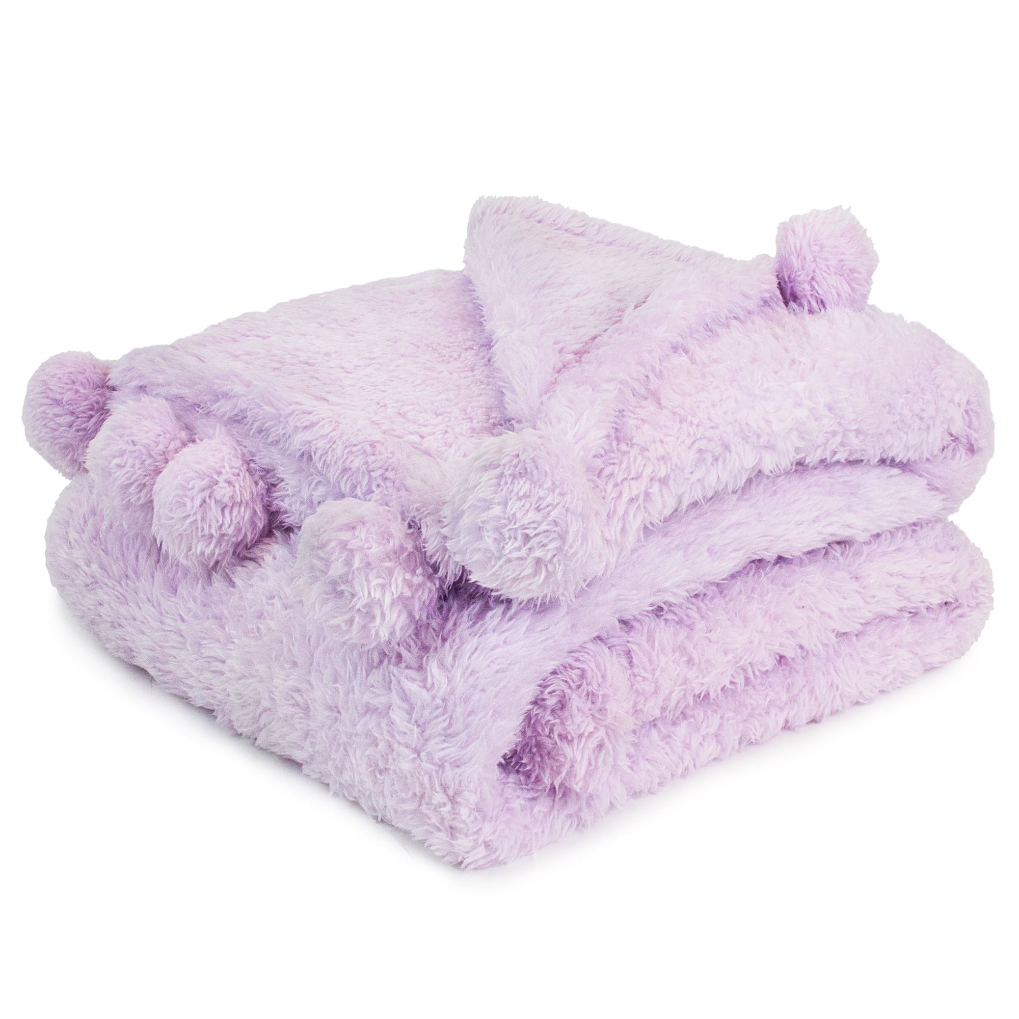 PAVILIA Sherpa Twin Throw Blanket, Lavender Purple with Soft Pom Pom ...