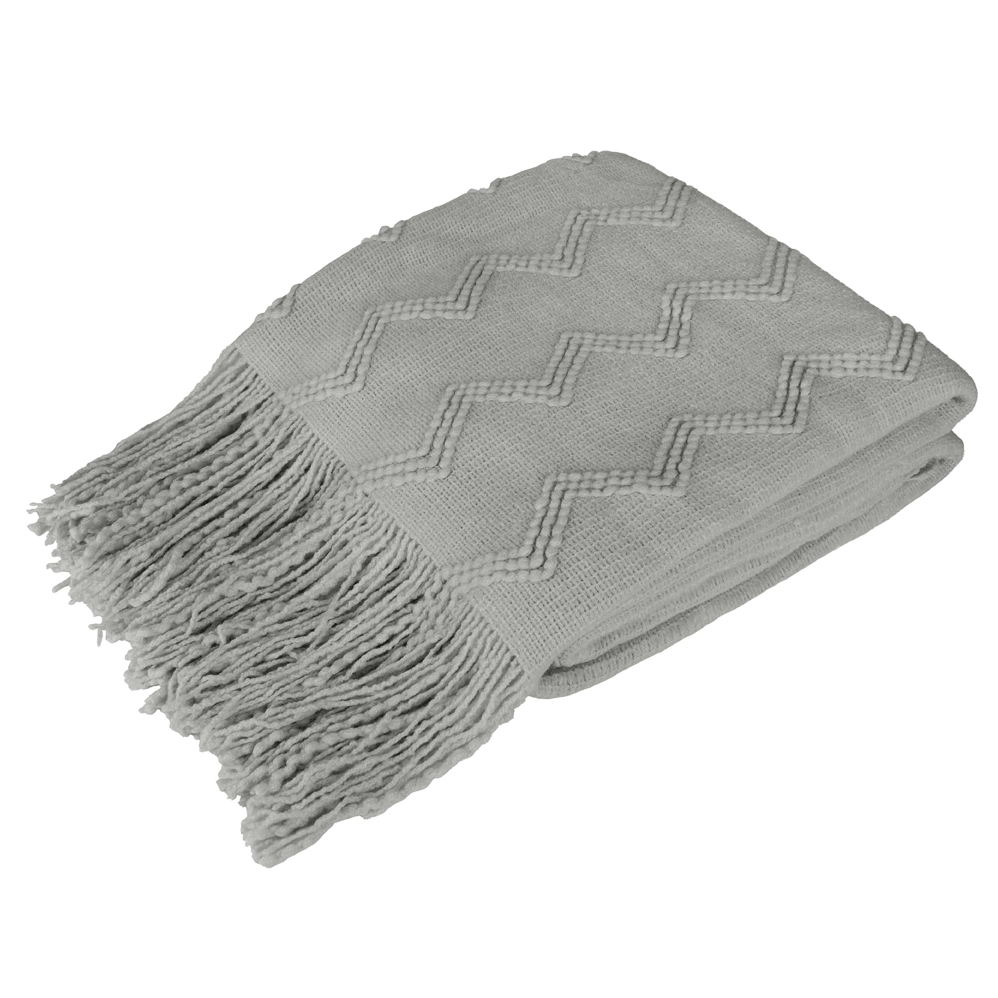 PAVILIA Light Gray Knit Throw Blanket for Couch Bed, Soft Knitted ...