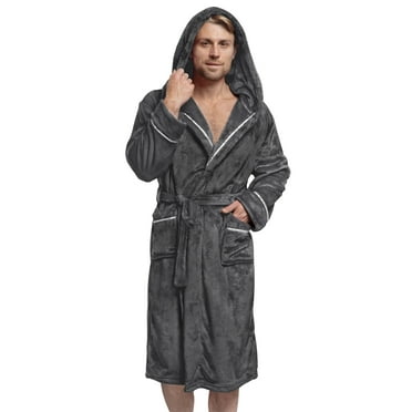 Mens Bathrobe with Hood- Terry Cloth Robes for Men£¬Towel Hooded Cotton ...