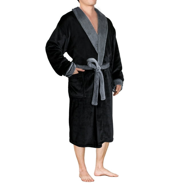 PAVILIA Mens Robe, Soft Robe for Men, Fleece Warm Long Bathrobe for ...