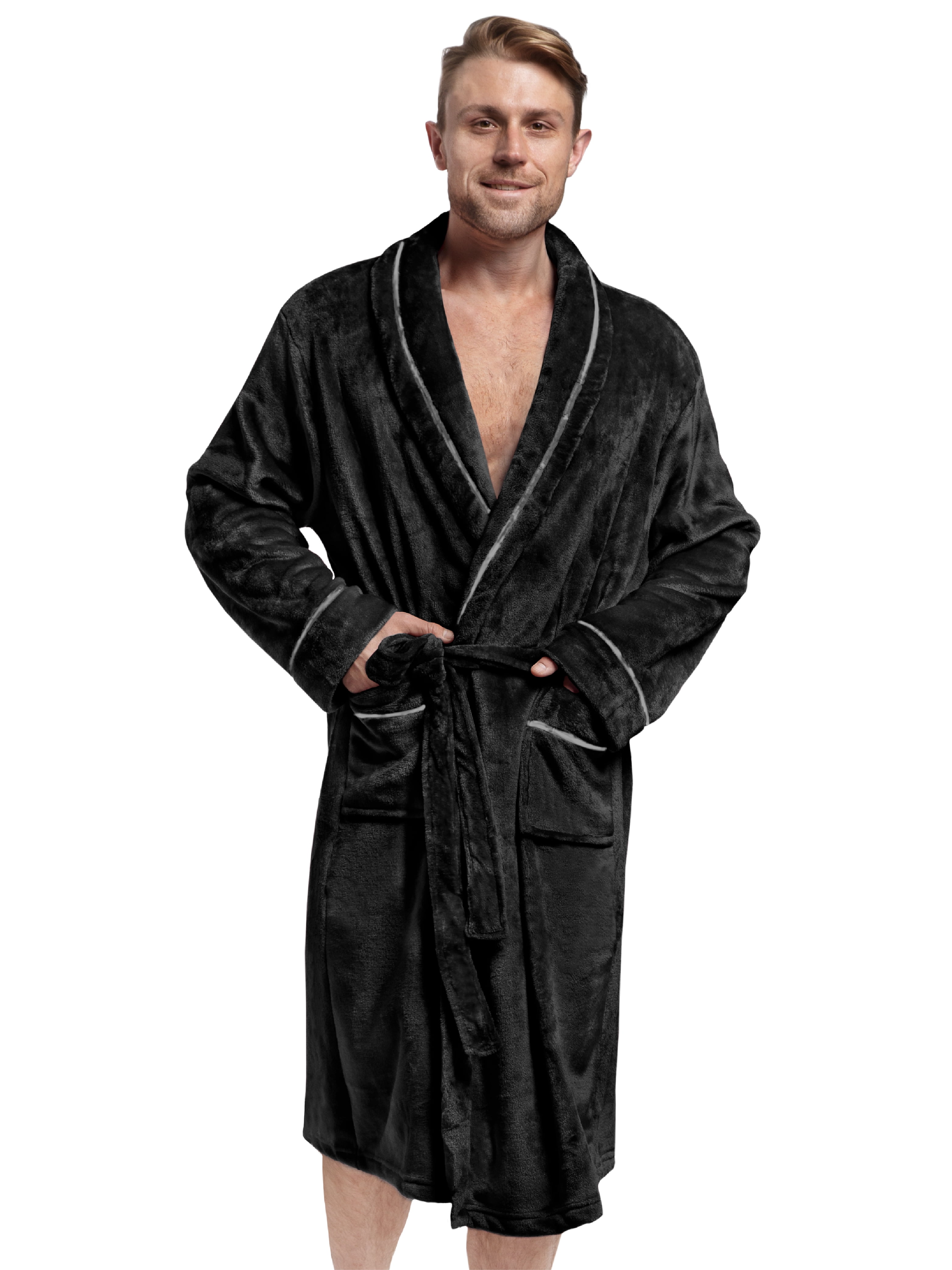 PAVILIA Mens Robe, Soft Robe for Men, Fleece Warm Long Bathrobe for ...