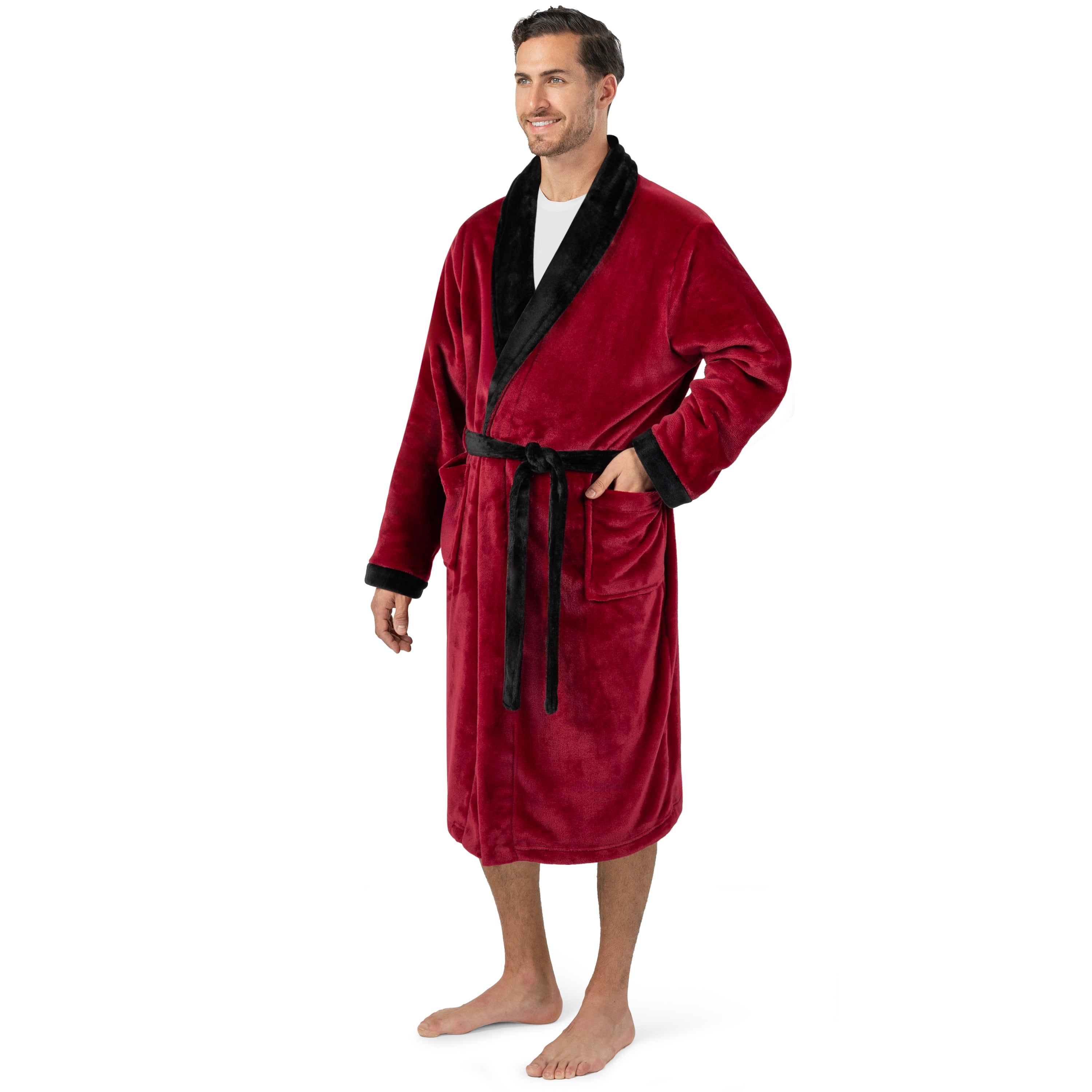 PAVILIA Mens Soft Robe Bathrobe for Men, Lightweight Fleece Male Robe ...