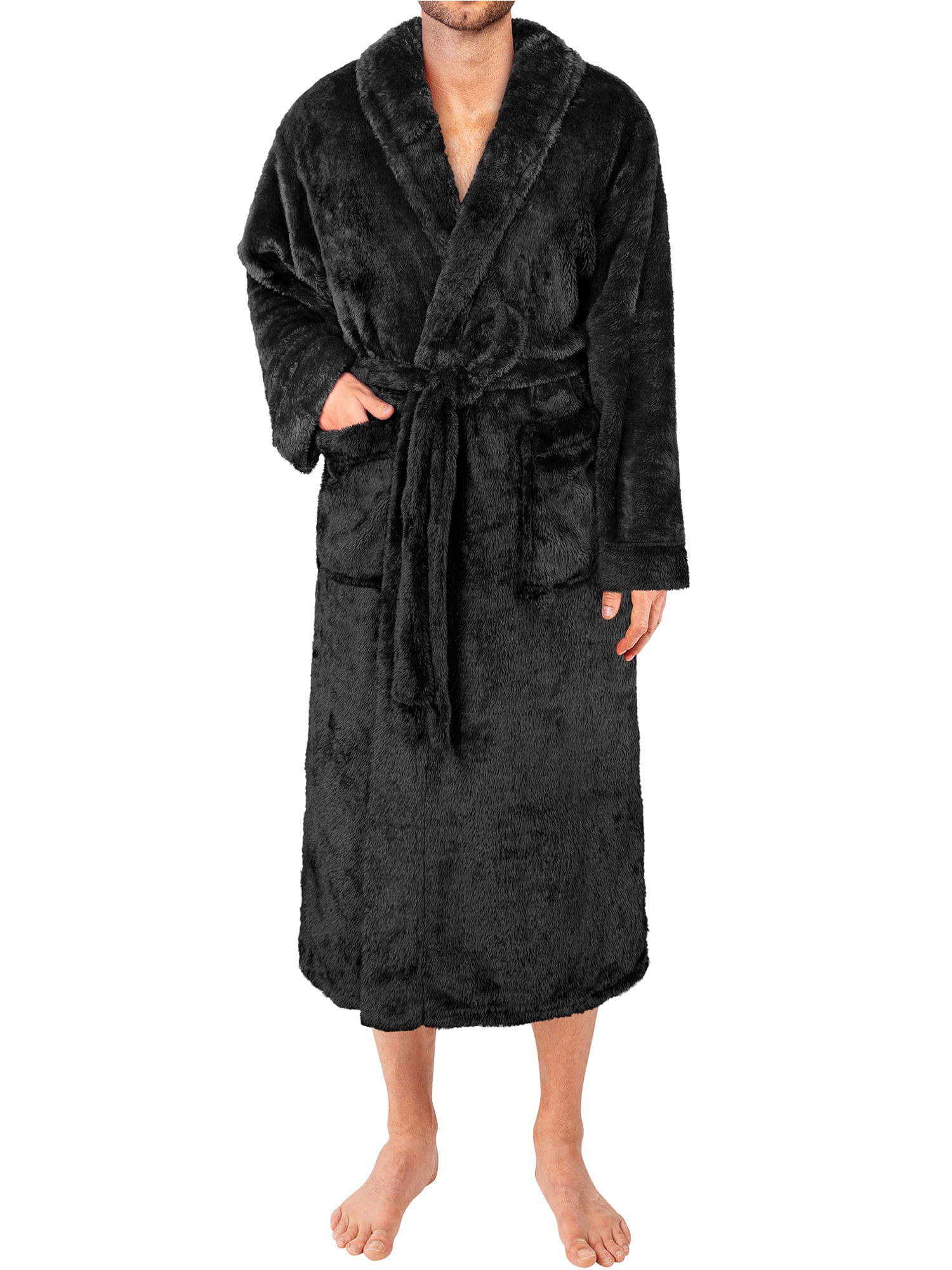 PAVILIA Mens Soft Robe, Plush Fluffy Fleece Bathrobe for Men, Long Sherpa Spa Robe with Shawl ...
