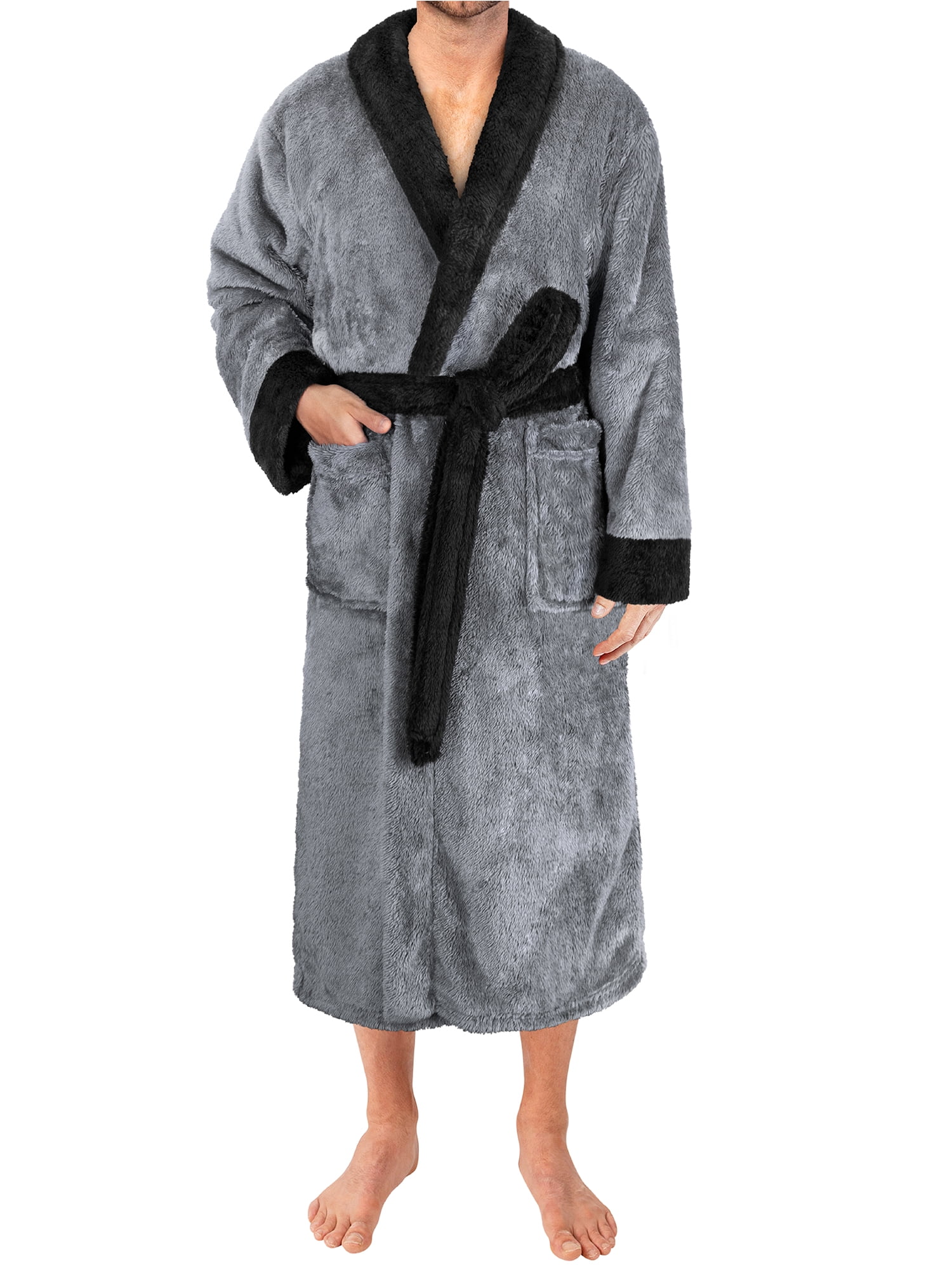PAVILIA Mens Soft Robe, Plush Fluffy Fleece Bathrobe for Men, Long ...