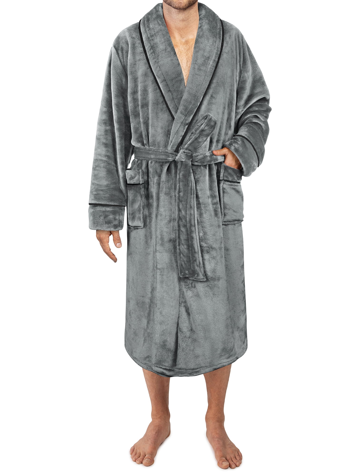 PAVILIA Mens Soft Robe, Plush Warm Bathrobe for Men, Long Spa Robe with ...