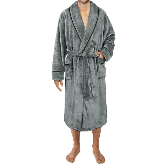 PAVILIA Mens Soft Robe, Plush Warm Bathrobe for Men, Long Spa Robe with ...