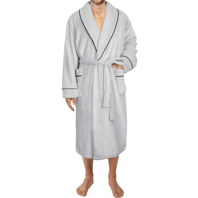 PAVILIA Premium Men's Fleece Bathrobe, Full Length, Shawl Collar ...