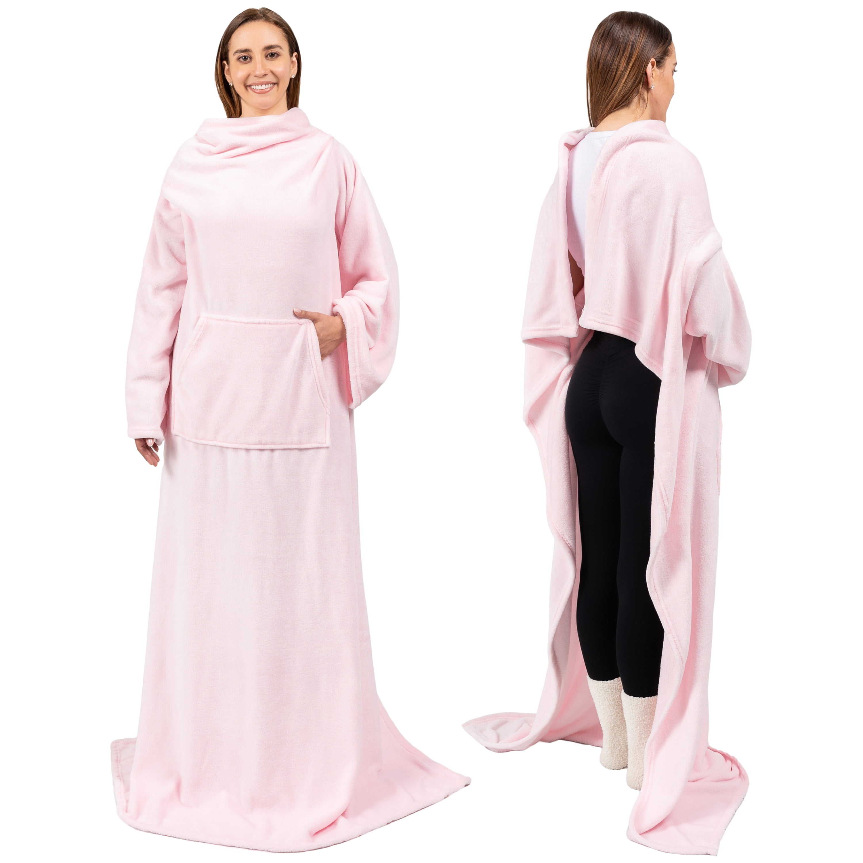 PAVILIA Premium Fleece Wearable Blanket with Sleeves, Warm, Soft, Gift ...