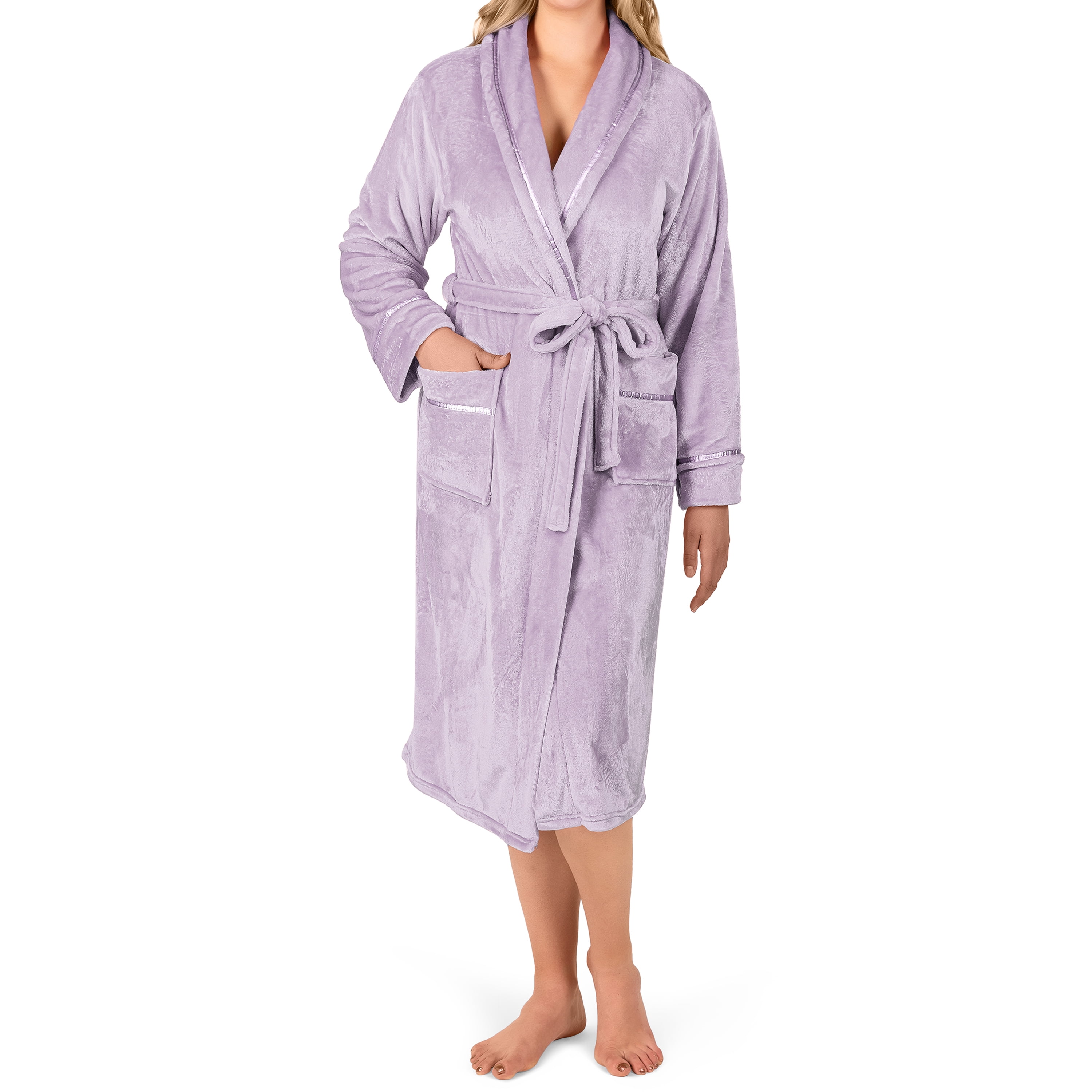 PAVILIA Plush Robe For Women, Lavender Light Purple Fluffy Soft ...