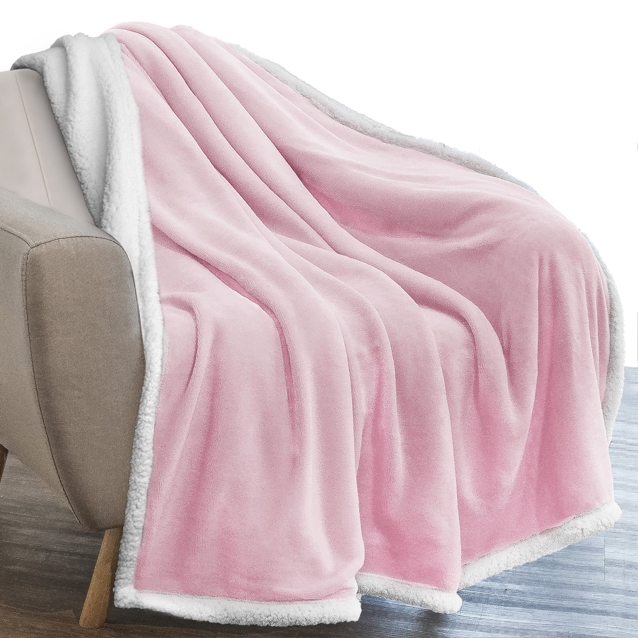 PAVILIA Premium Sherpa Fleece Throw Blanket, Soft Microfiber, Light ...