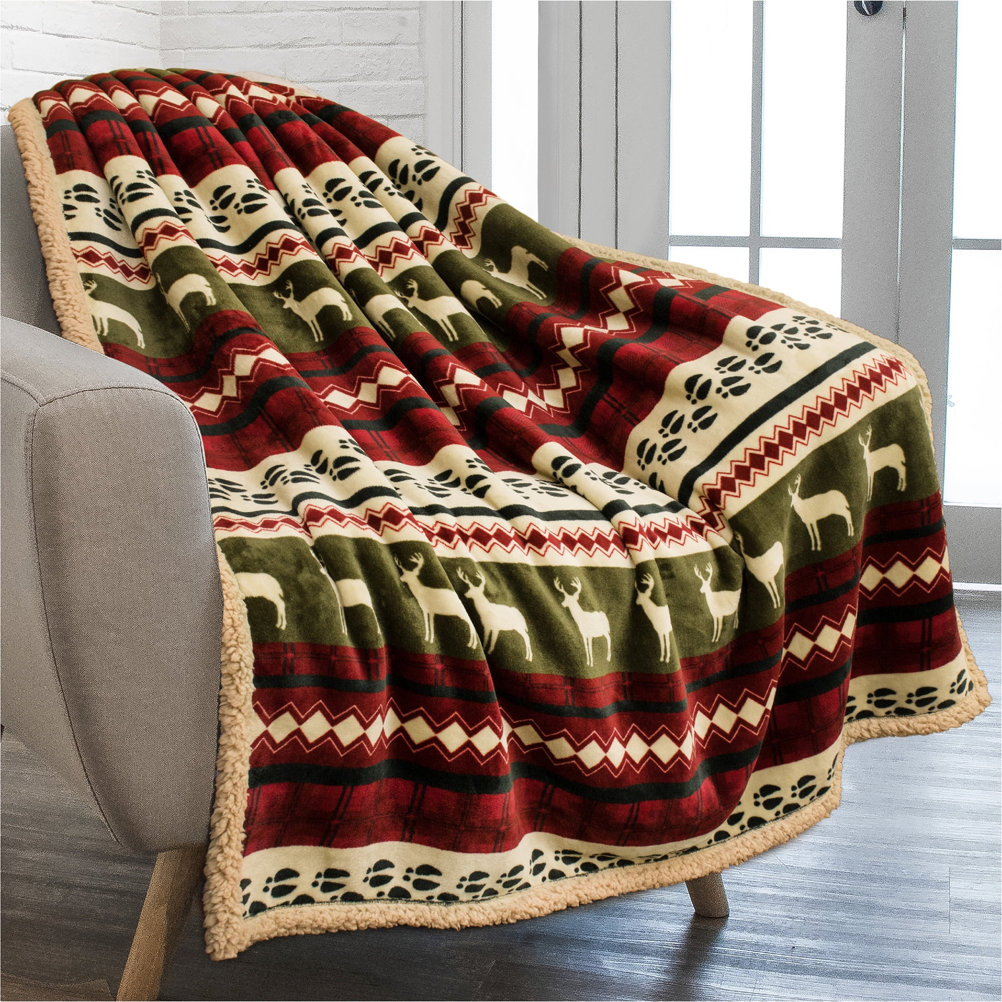 PAVILIA Premium Sherpa Throw | Christmas Reindeer Decoration, Cozy ...